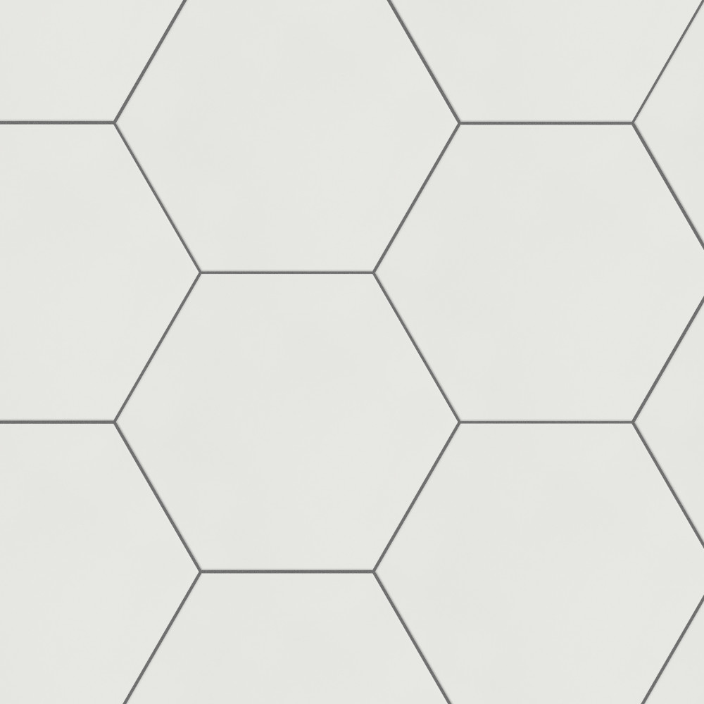 Textile Basic Hex White 8 5 8 In X 9 7 8 In Porcelain Floor And Wall