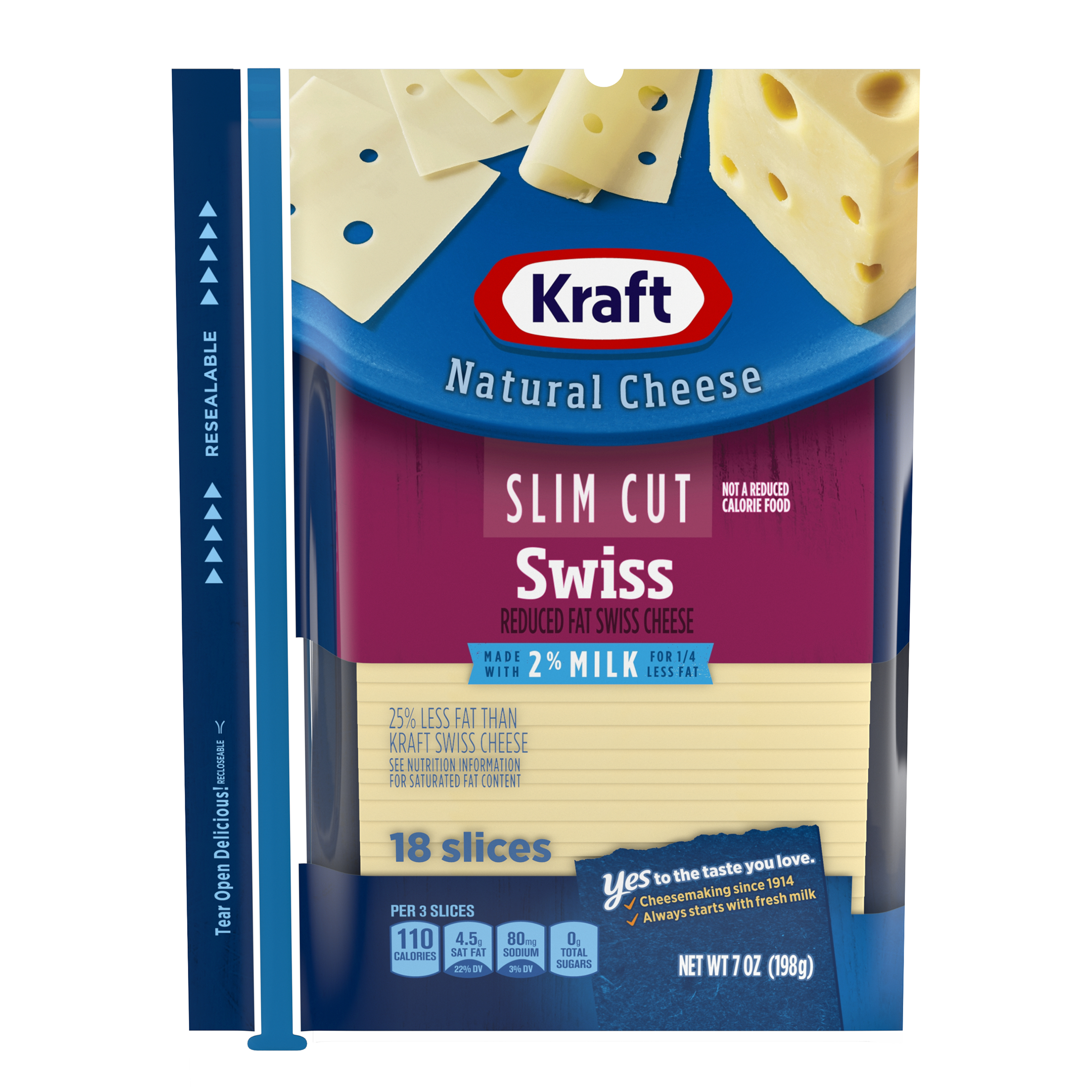 Kraft Slim Cut Swiss 2% Milk Natural Cheese Slices 18 slices - 7 oz ... Kraft Slim Cut Swiss 2% Milk Natural Cheese Slices 18 slices - 7 oz ...