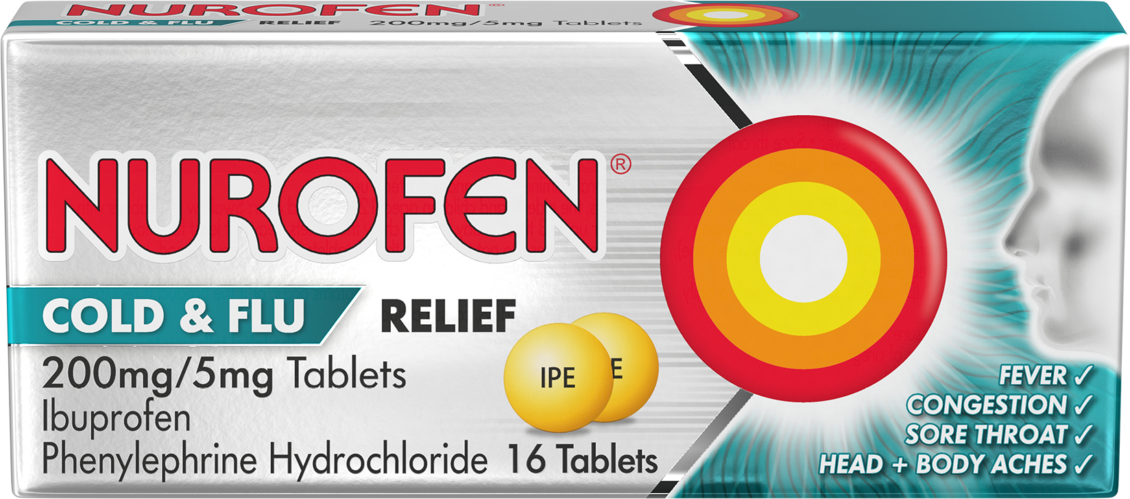 Nurofen Cold & Flu Relief 200mg/5mg Tablets | Nurofen