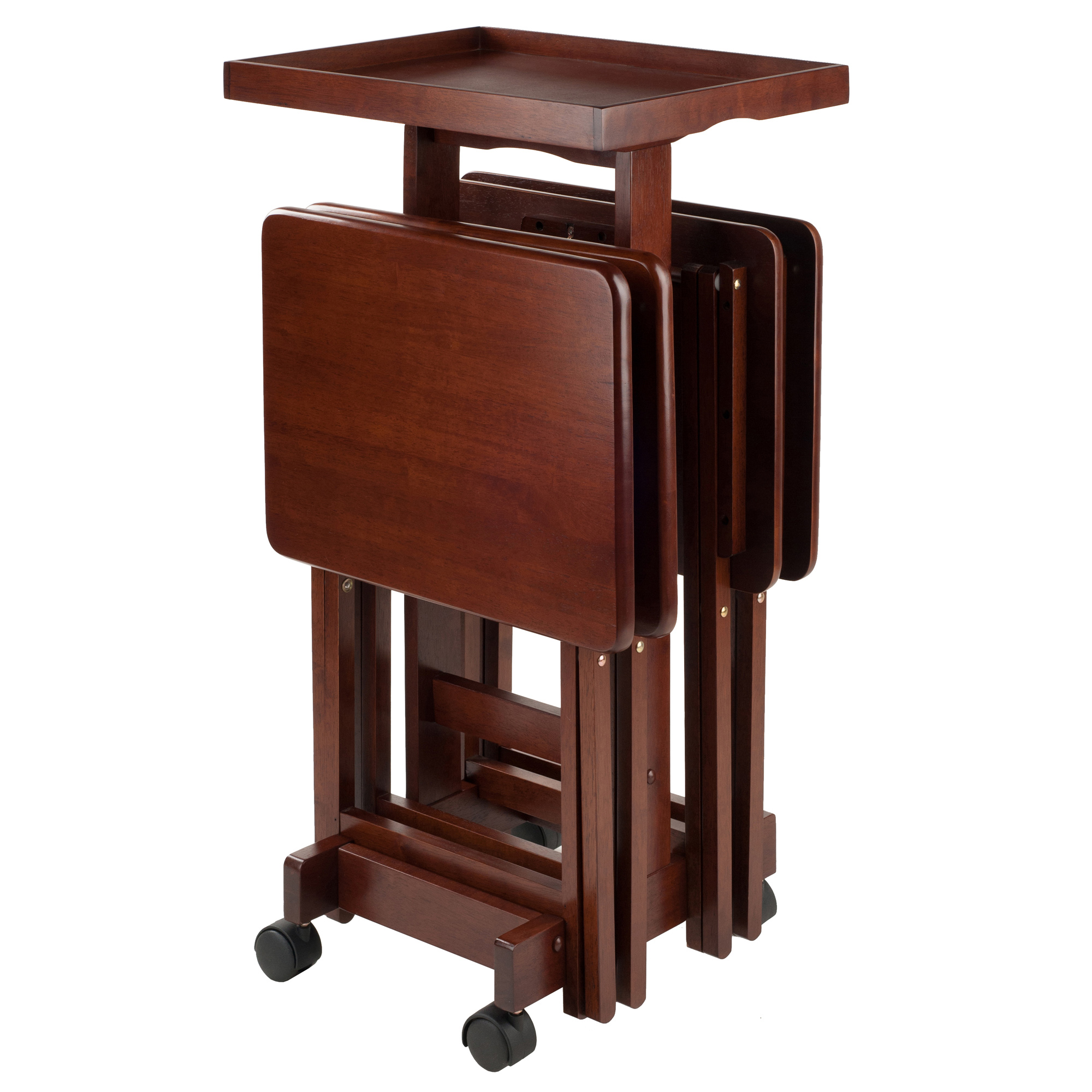 Isabelle Set of 4 Snack Tables with Mobile Stand and Removable Tray ...