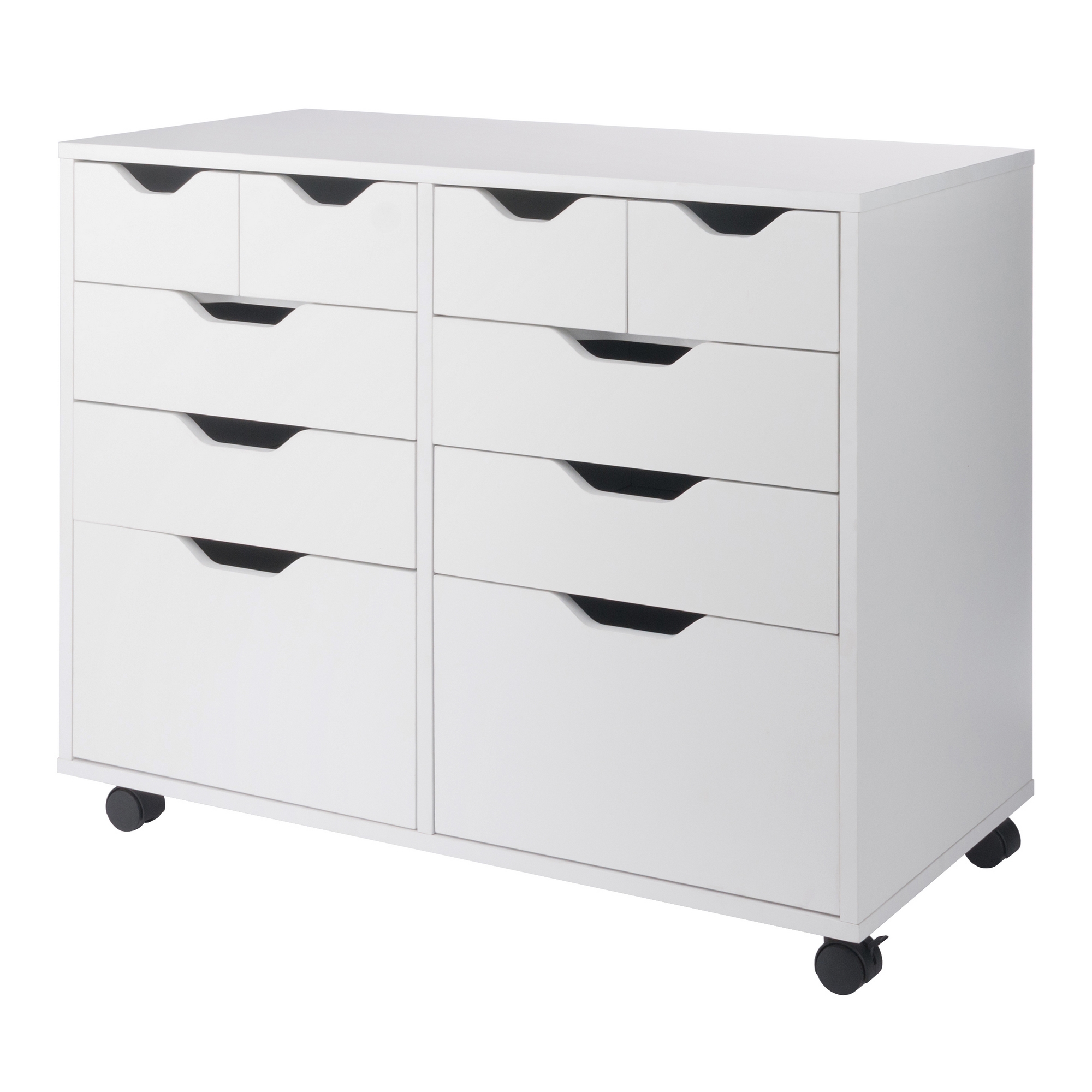 Halifax Bins & Drawers Multi-Storage Wide Mobile Cabinet, White ...