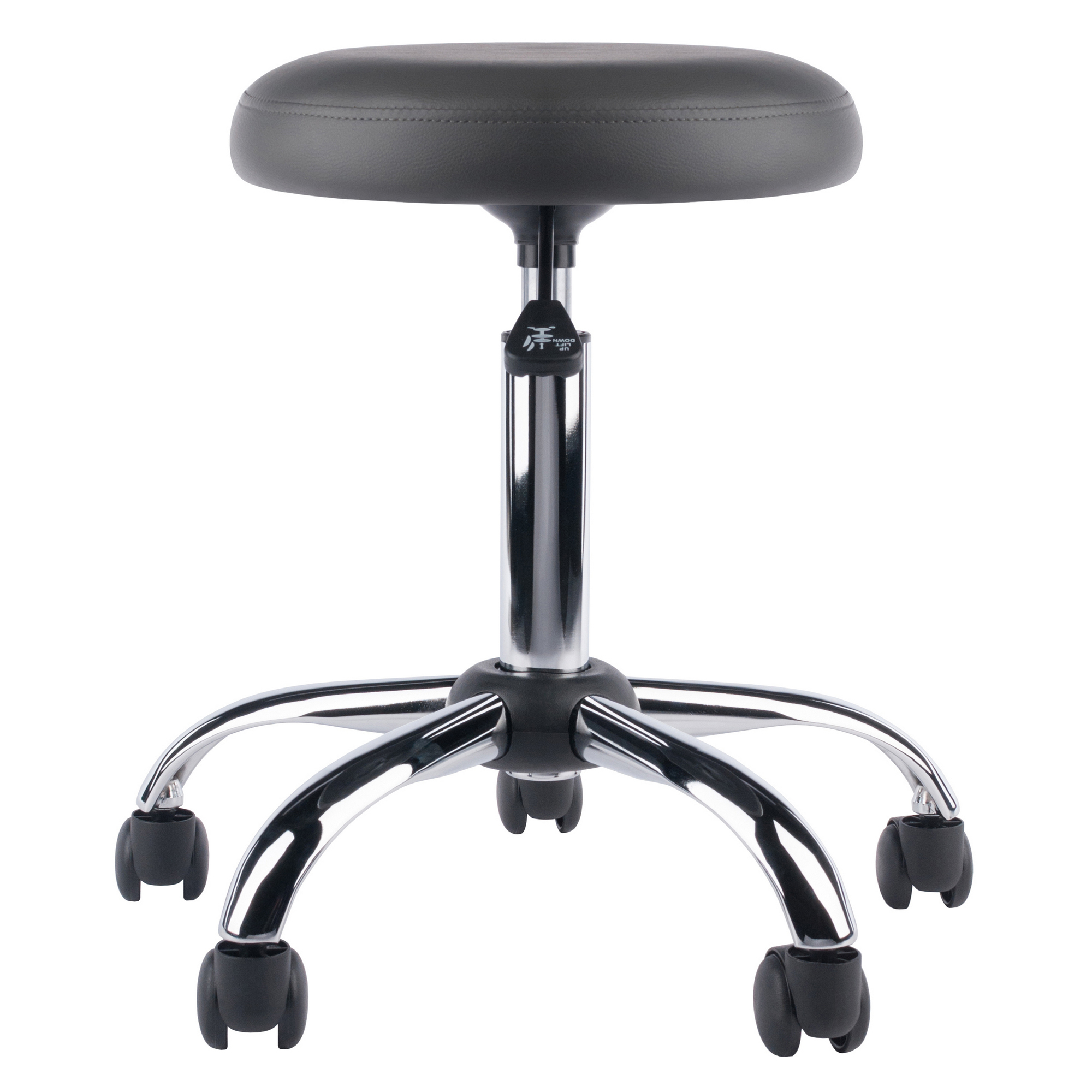 Clyde Adjustable Cushion Seat Swivel Stool, Charcoal and Chrome ...
