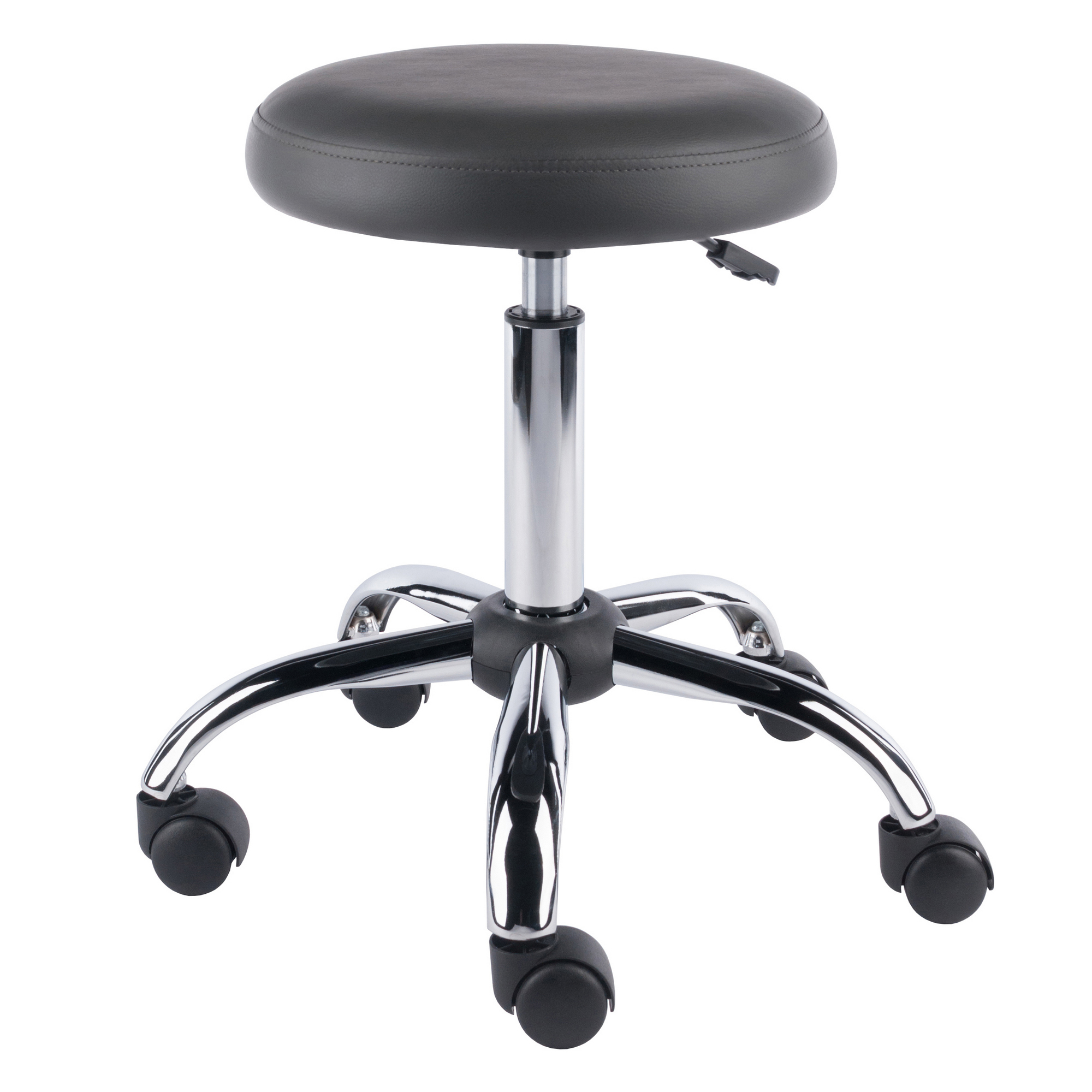 Clyde Adjustable Cushion Seat Swivel Stool, Charcoal and Chrome ...