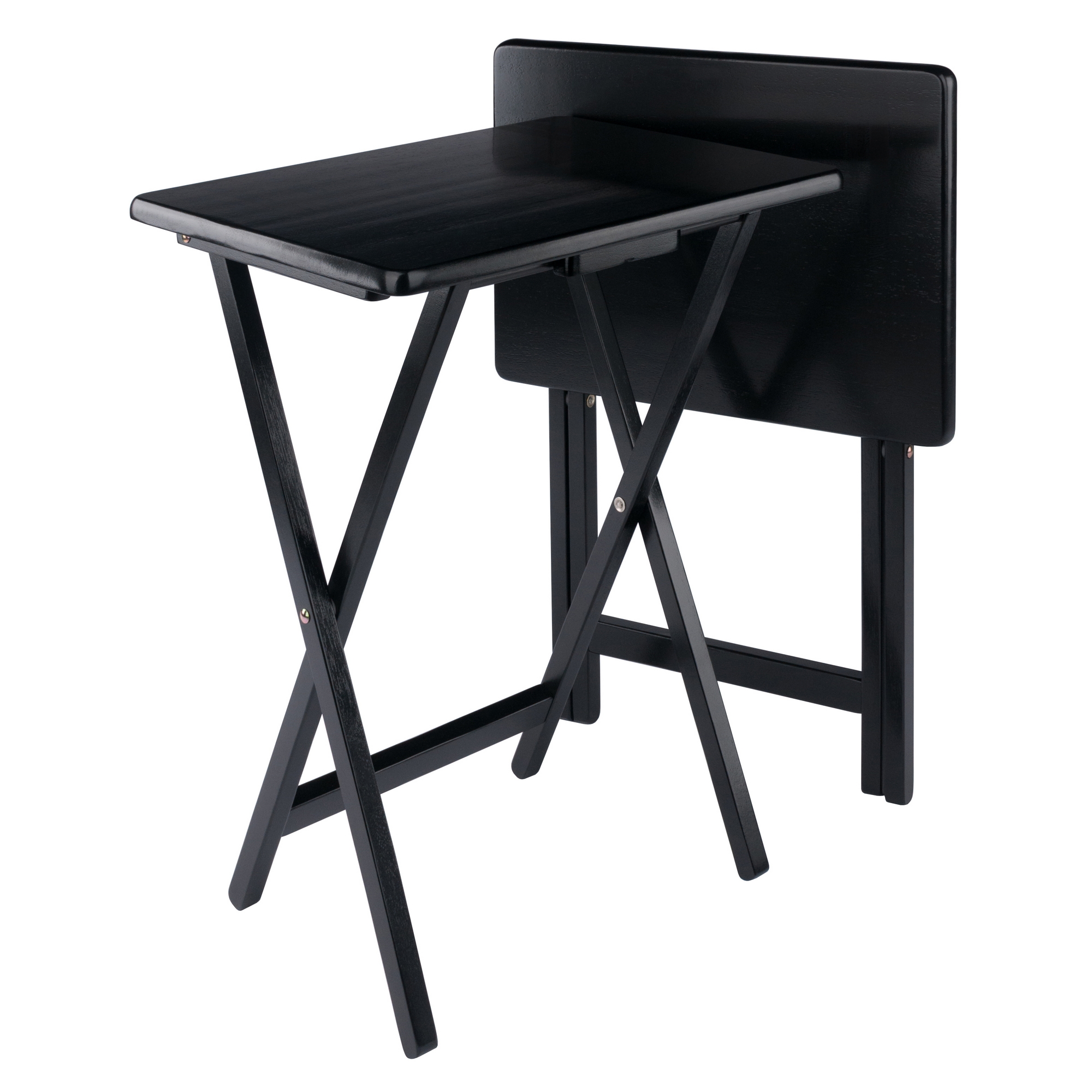 Alex 2-Pc Snack Tables, Black - Winsome Wood