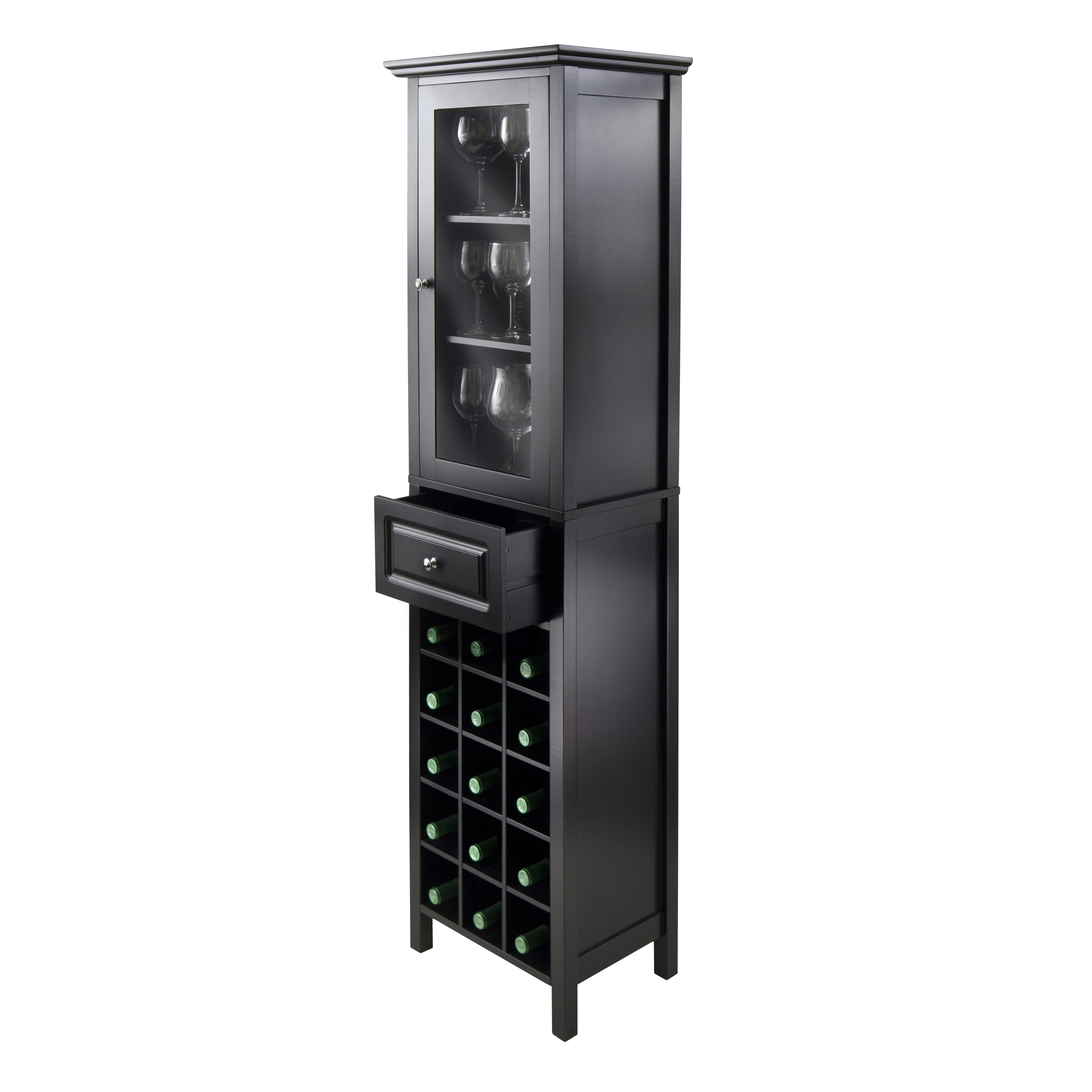 Burgundy Wine Display Tower, Black - Winsome Wood