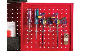 Ladder Cart with Perforated Cabinet, Red and Black | Rubbermaid ...