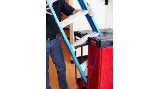 Ladder Cart with Perforated Cabinet, Red and Black | Rubbermaid ...