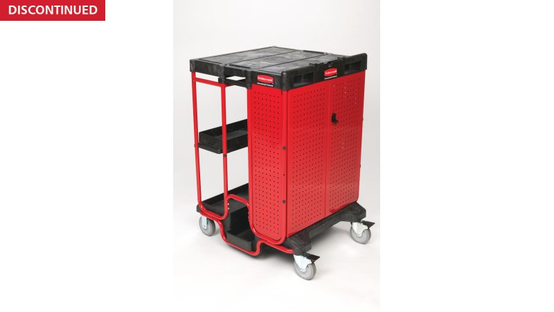 Ladder Cart with Perforated Cabinet, Red and Black | Rubbermaid ...