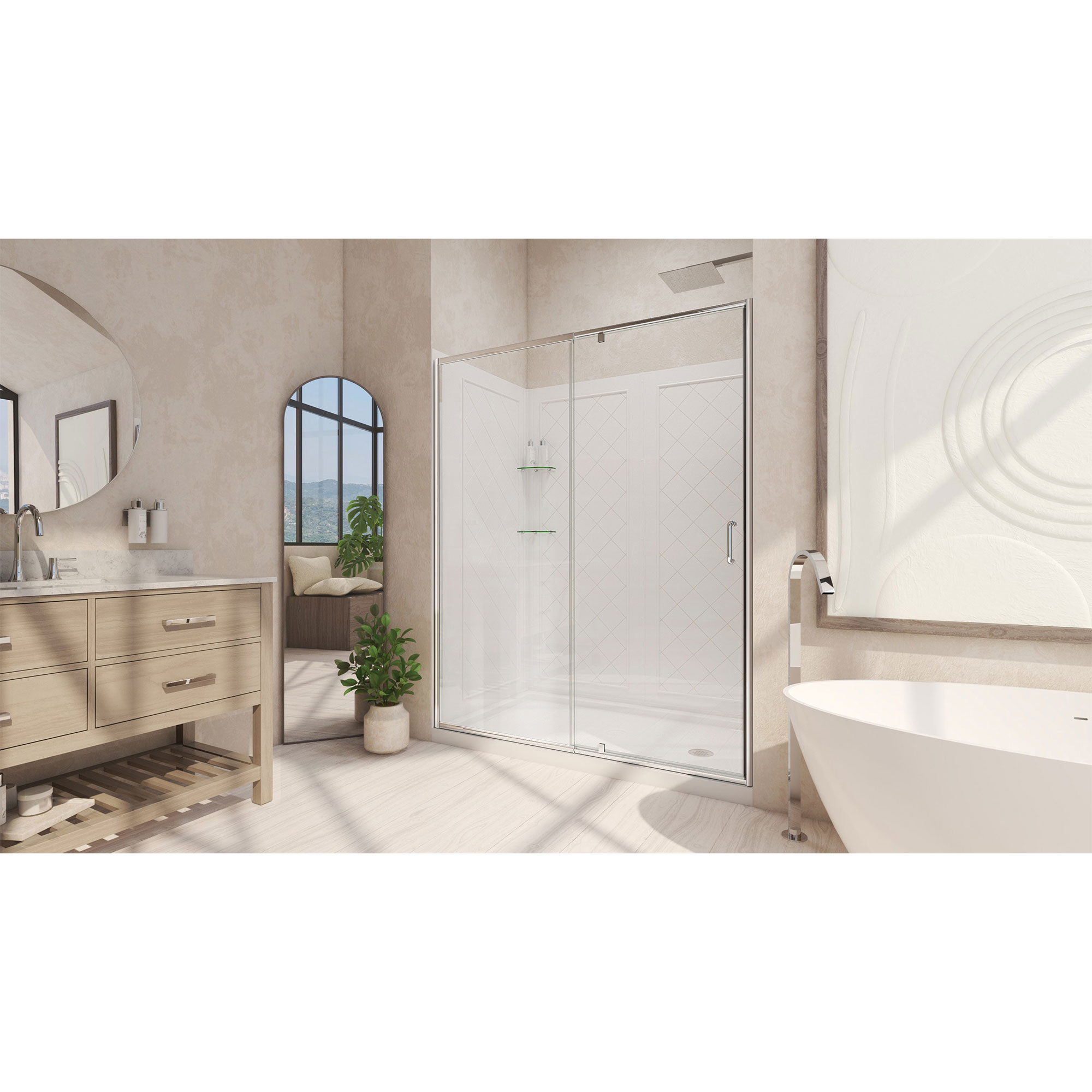 DreamLine Flex 36 inch D x 60 inch W x 74 3/4 inch H Semi-Frameless ...