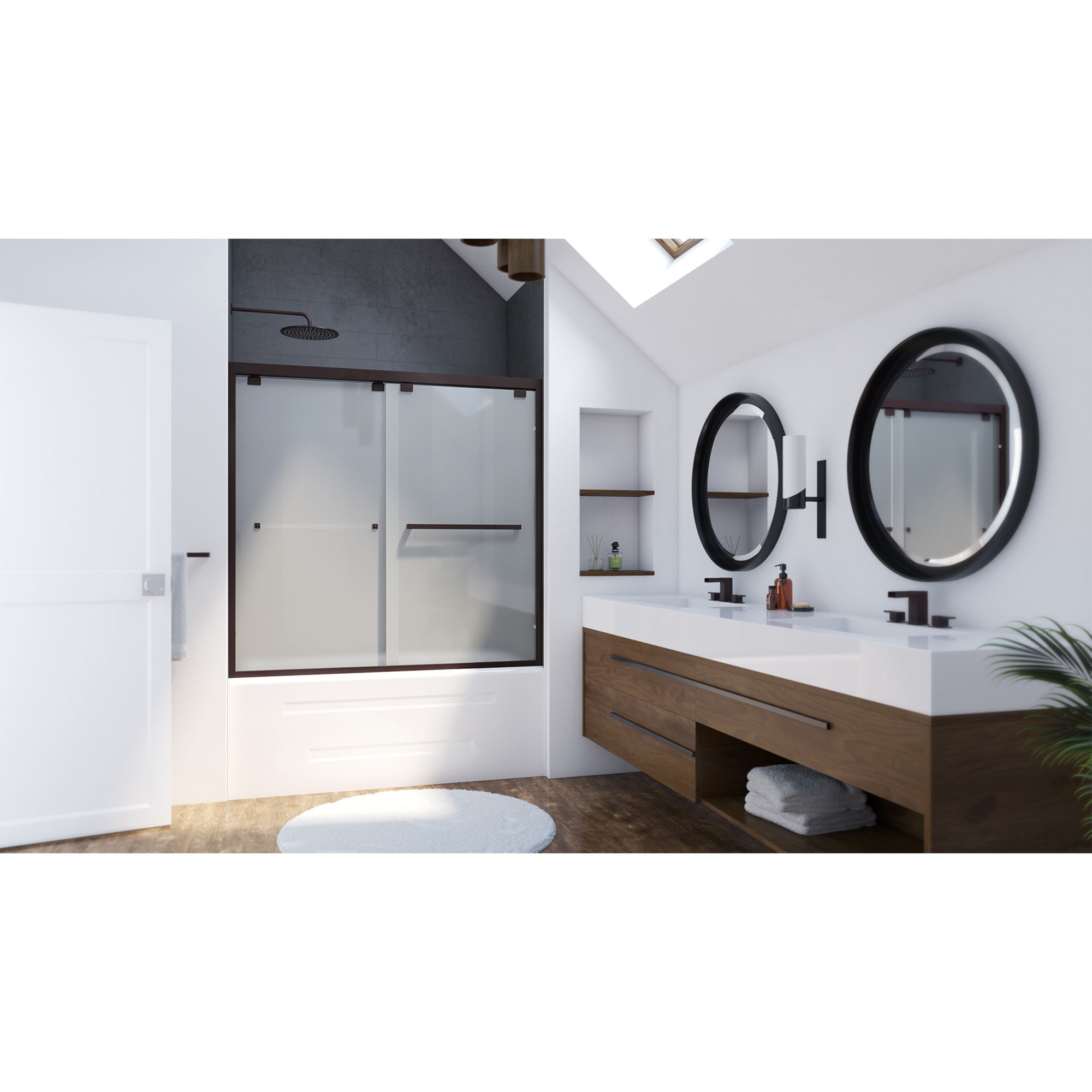 DreamLine Encore 56-60 inch W x 58 inch H Semi-Frameless Bypass Sliding ...