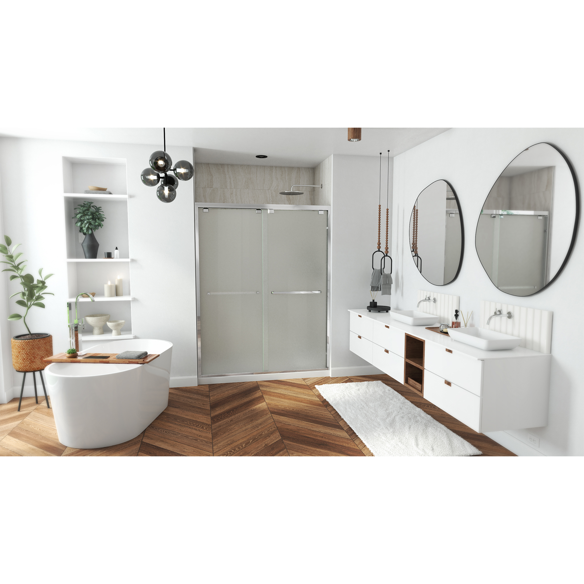 DreamLine Encore 56-60 inch W x 76 inch H Semi-Frameless Bypass Sliding ...