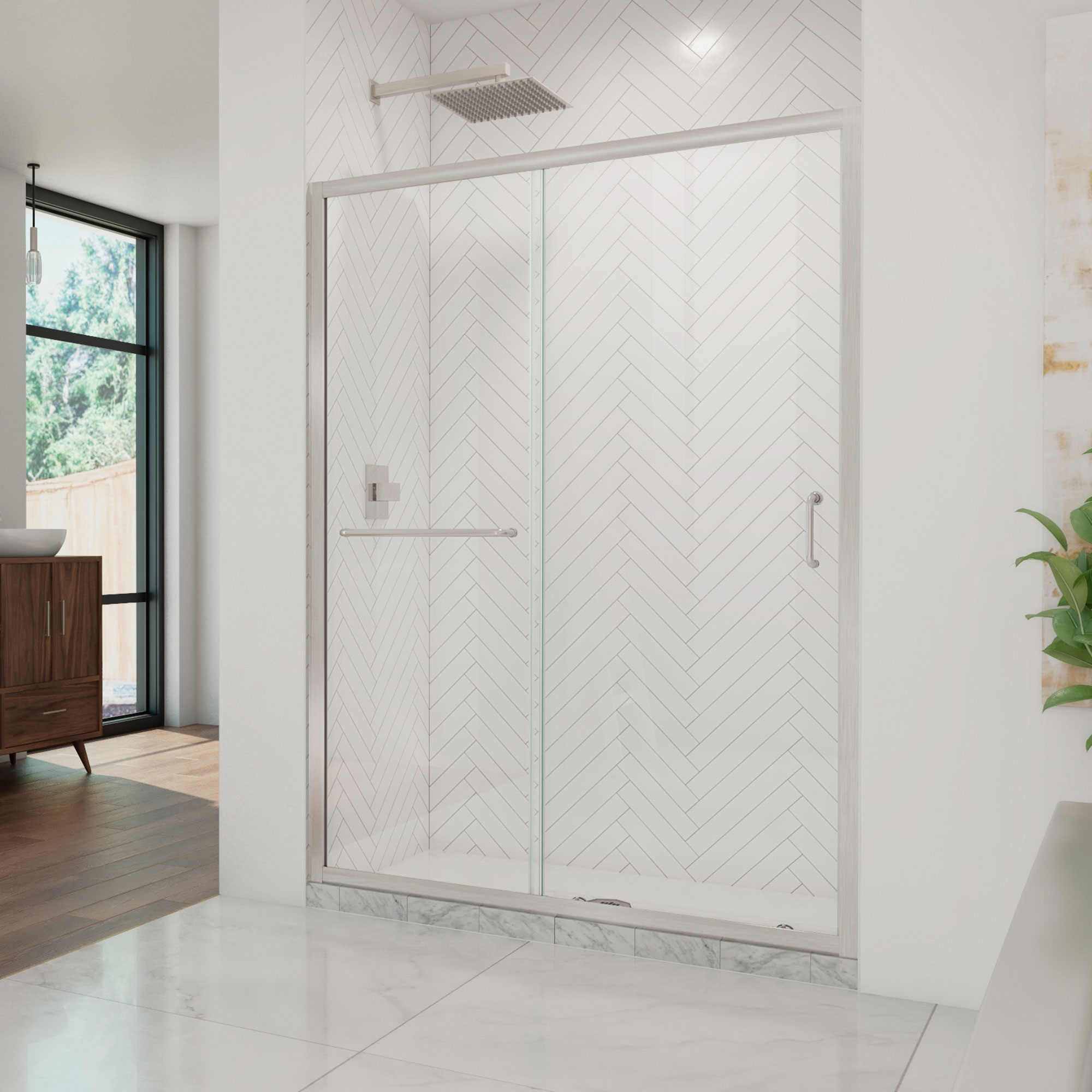 DreamLine Infinity-Z 56 - 60 inch W x 72 inch H Semi-Frameless Sliding ...