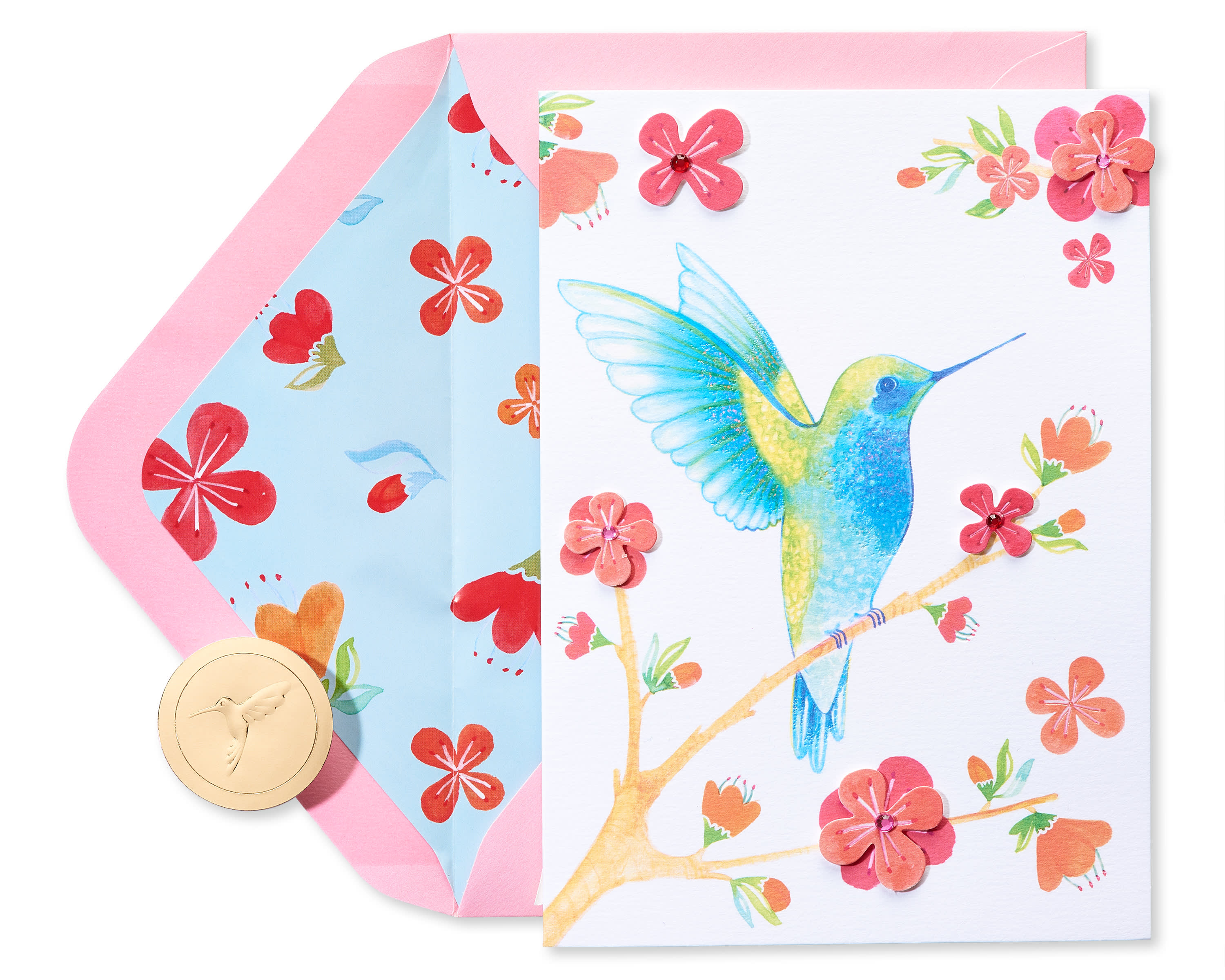 Hummingbird On Branch Blank Greeting Card - Papyrus