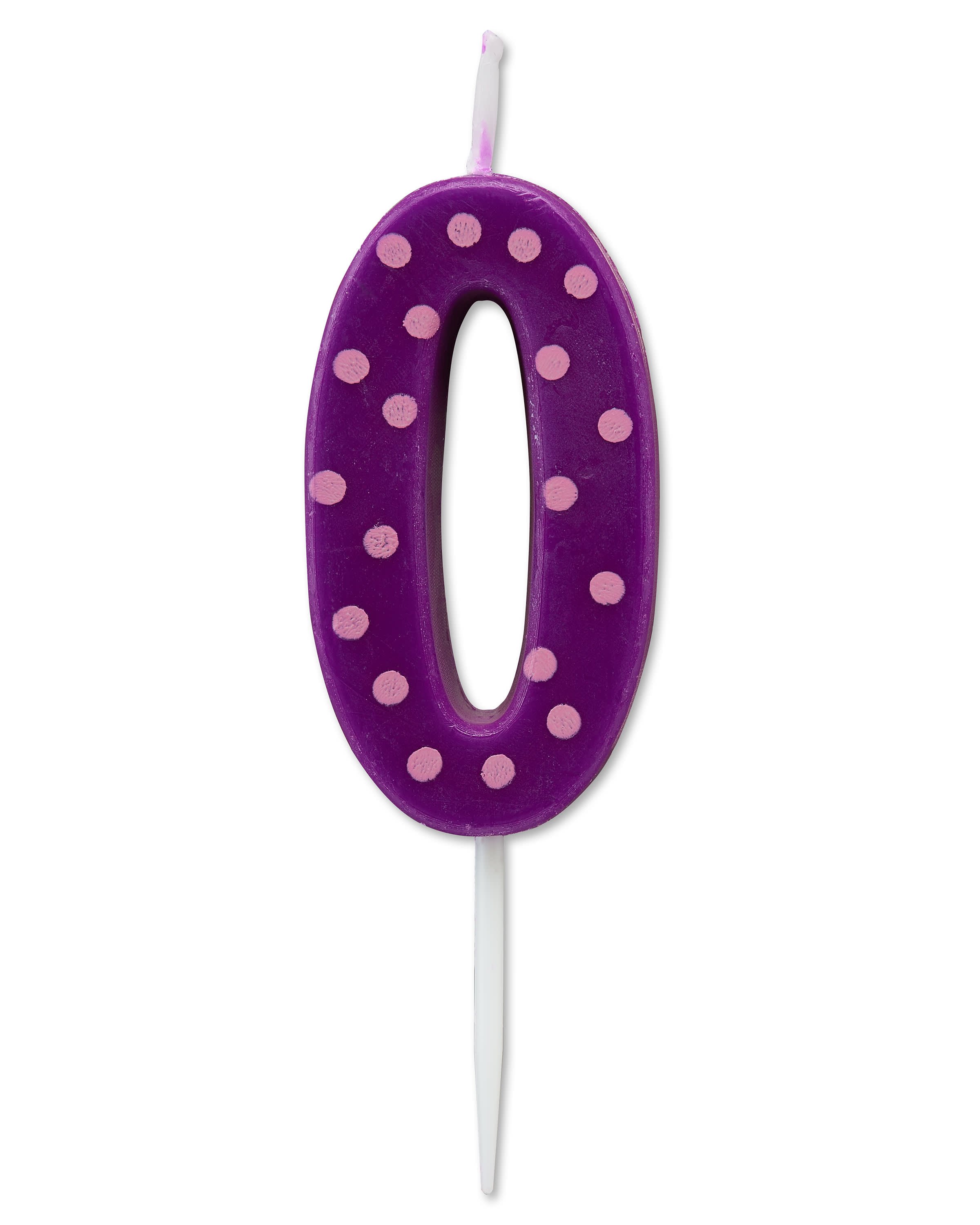 Purple Polka Dots Number 0 Birthday Candle, 1-Count - Papyrus