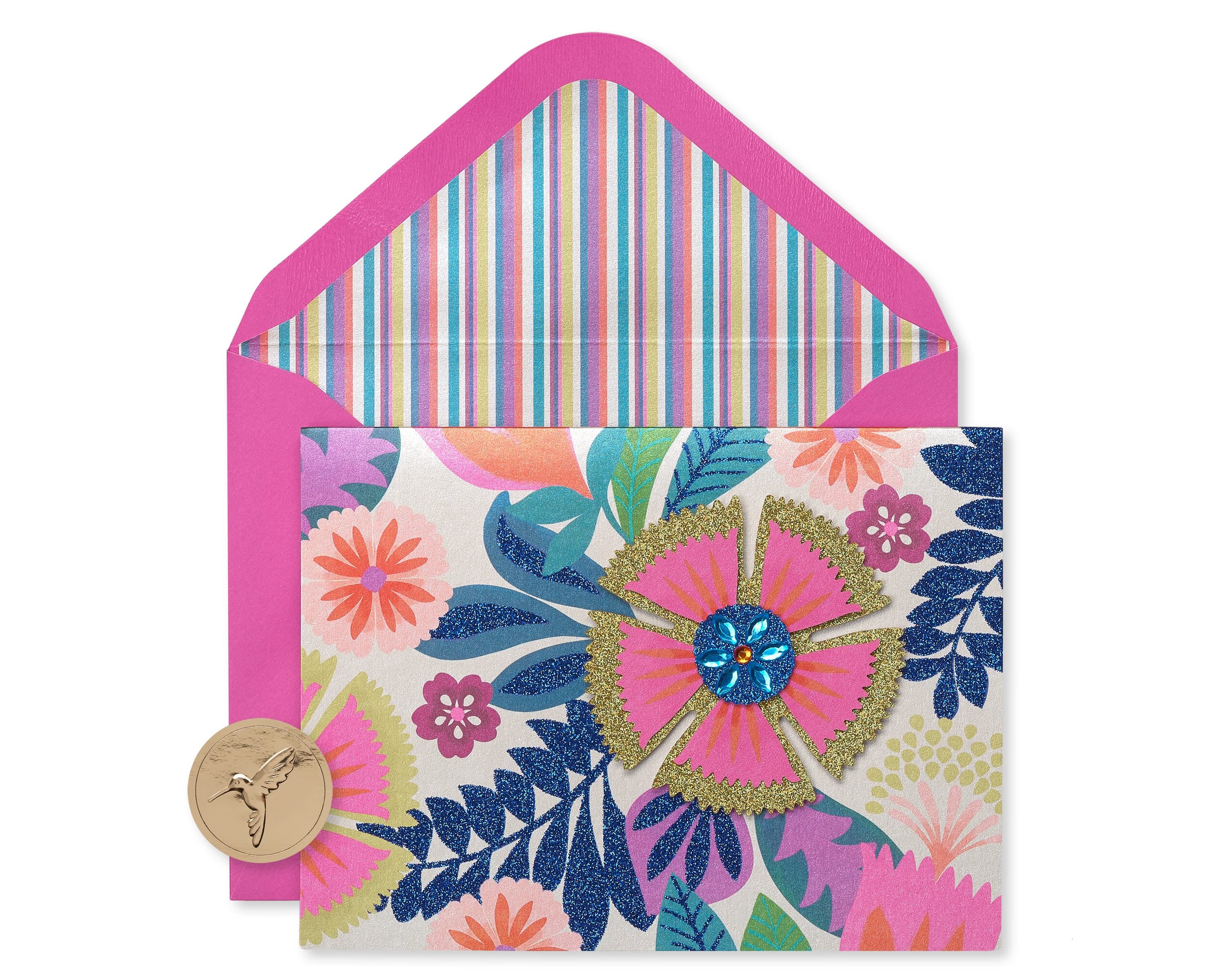 Bright Flowers Handmade Boxed Blank Note Cards With Glitter, 8-Count ...