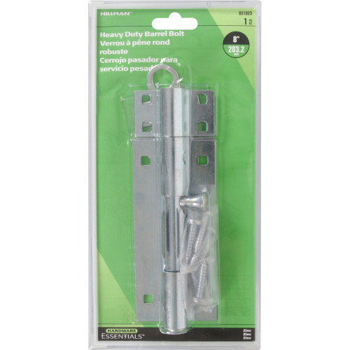 Hardware Essentials Heavy Duty Gate Barrel Bolt Zinc (8")