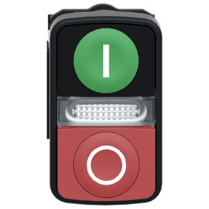 Square D (Schneider Electric) XB5AW73731M5 Green Flush/red Projecting ...