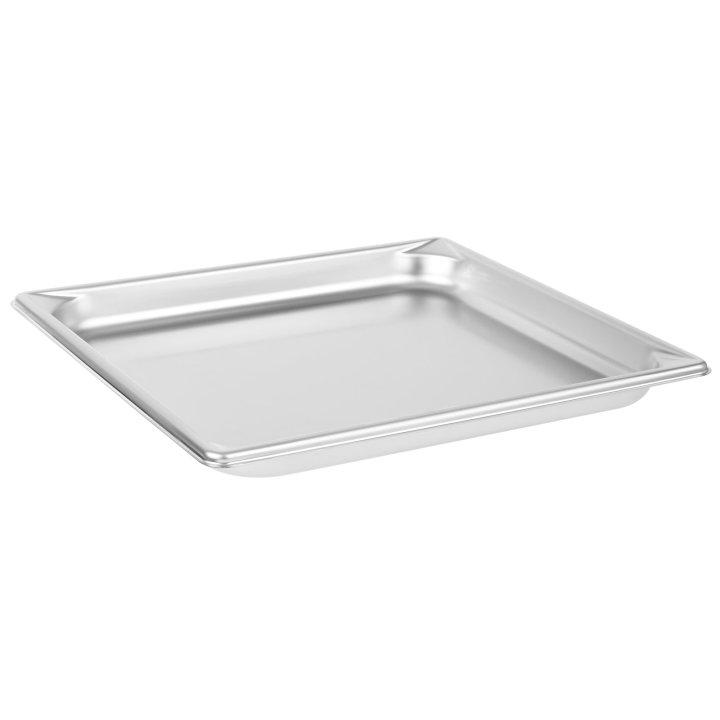 Two-thirds-size 1 ½-inch-deep Super Pan 3® stainless steel steam table pan