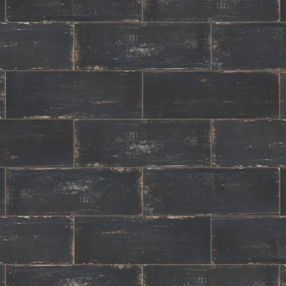 Retro Nero 8-1/4 in. x 23-1/2 in. Porcelain Floor and Wall Tile ...