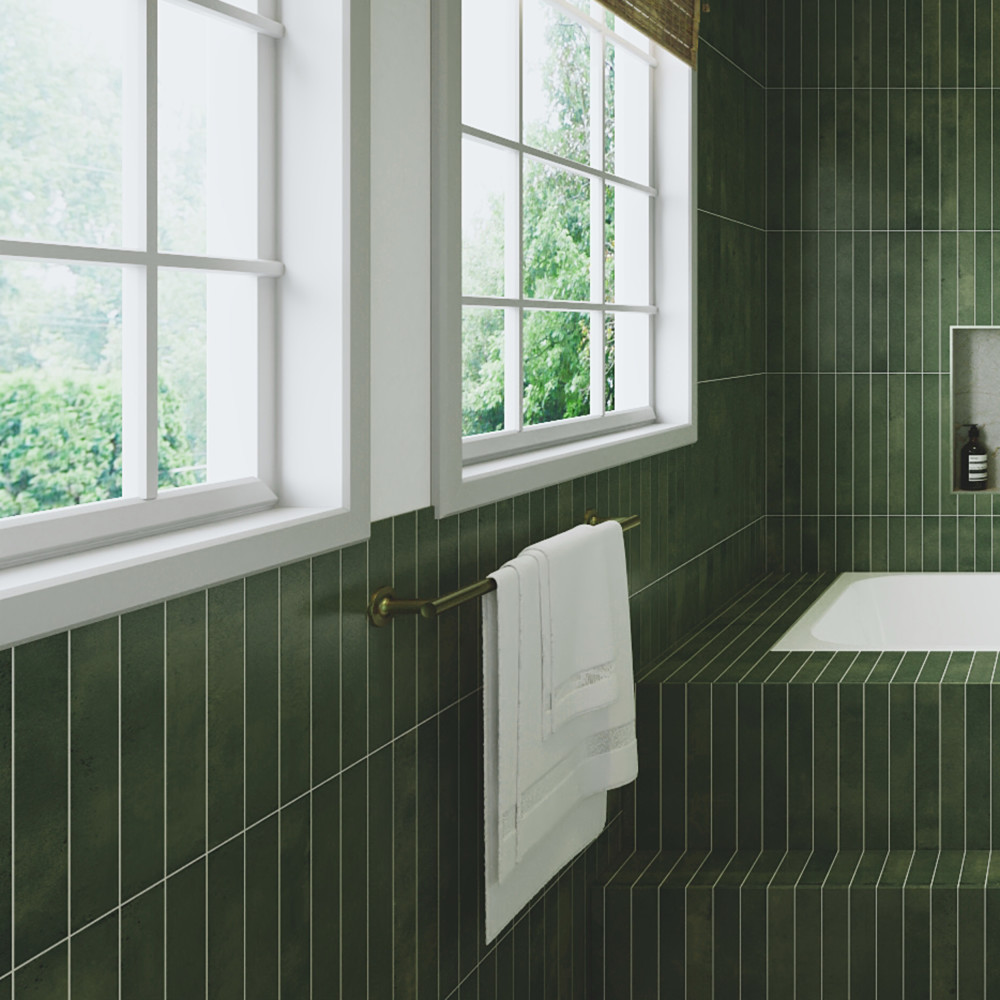 Phoenix Green 1-7/8 in. x 17-3/4 in. Porcelain Floor and Wall Tile ...