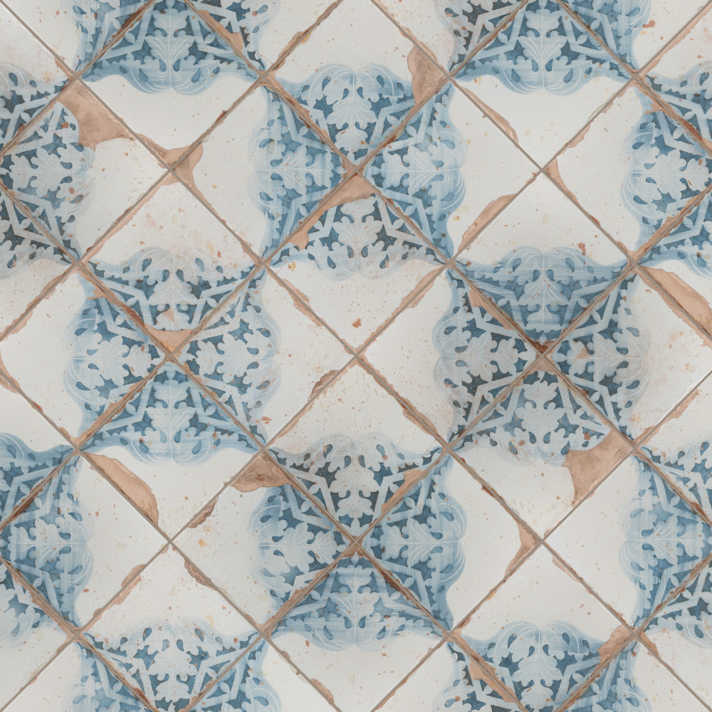 Artisan Azul Decor 13 in. x 13 in. Ceramic Floor and Wall Tile | Merola ...