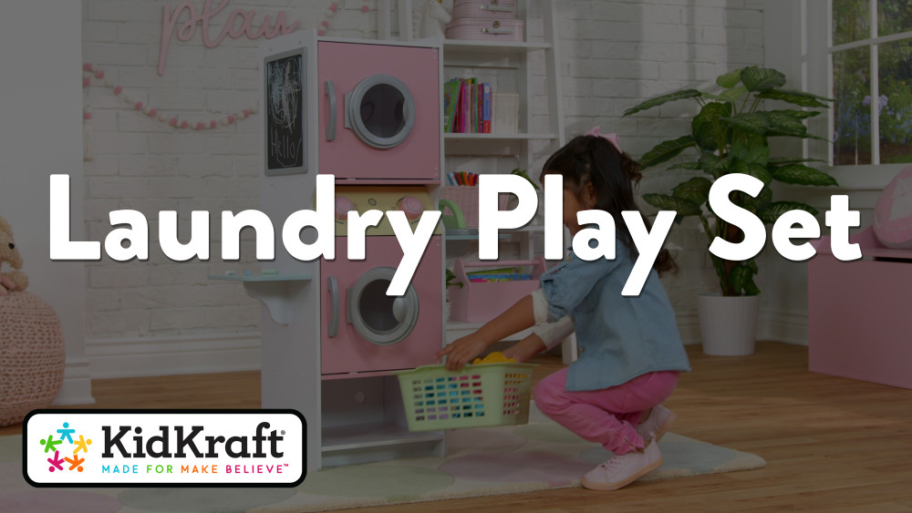 KidKraft Laundry Playset, Wooden Stacking Washer and Dryer, Pastel ...
