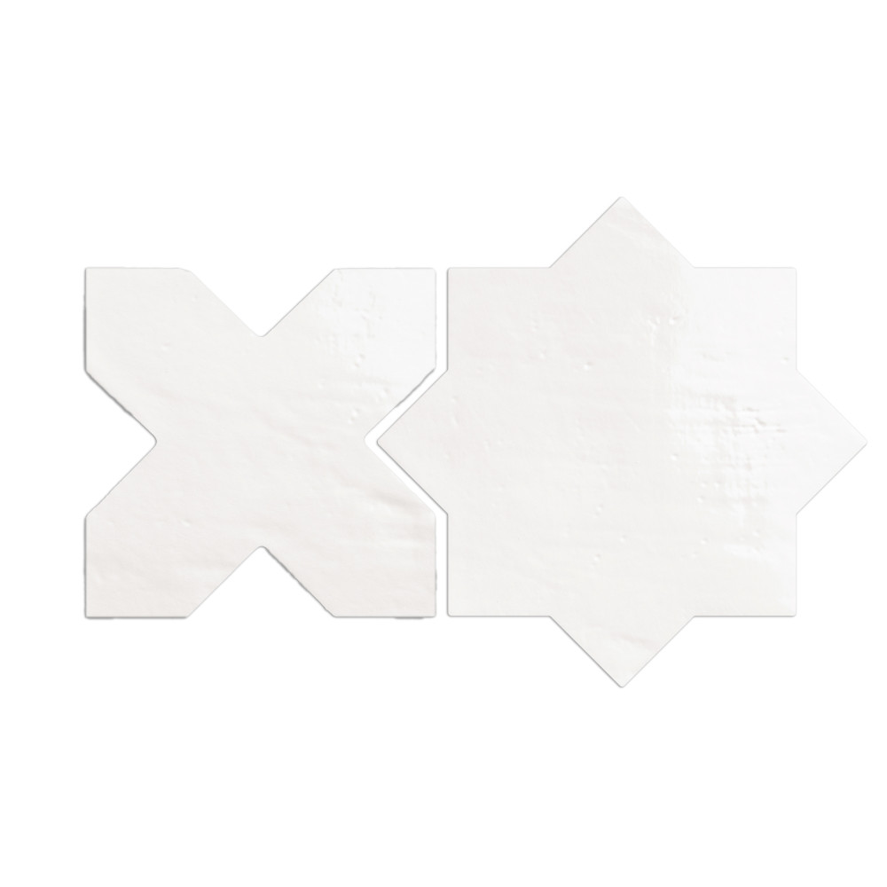 Argile Star Bianco with Bianco Cross 7 in. x 14 in. Porcelain Floor and ...
