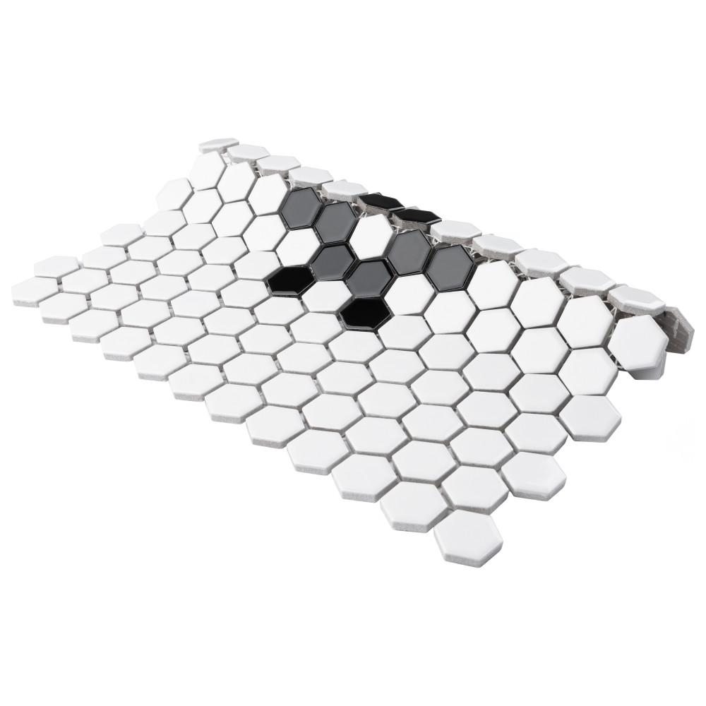 Metro 1" Hex Glossy White w/Snowflake 10-1/4 in. x 11-7/8 in. Porcelain ...