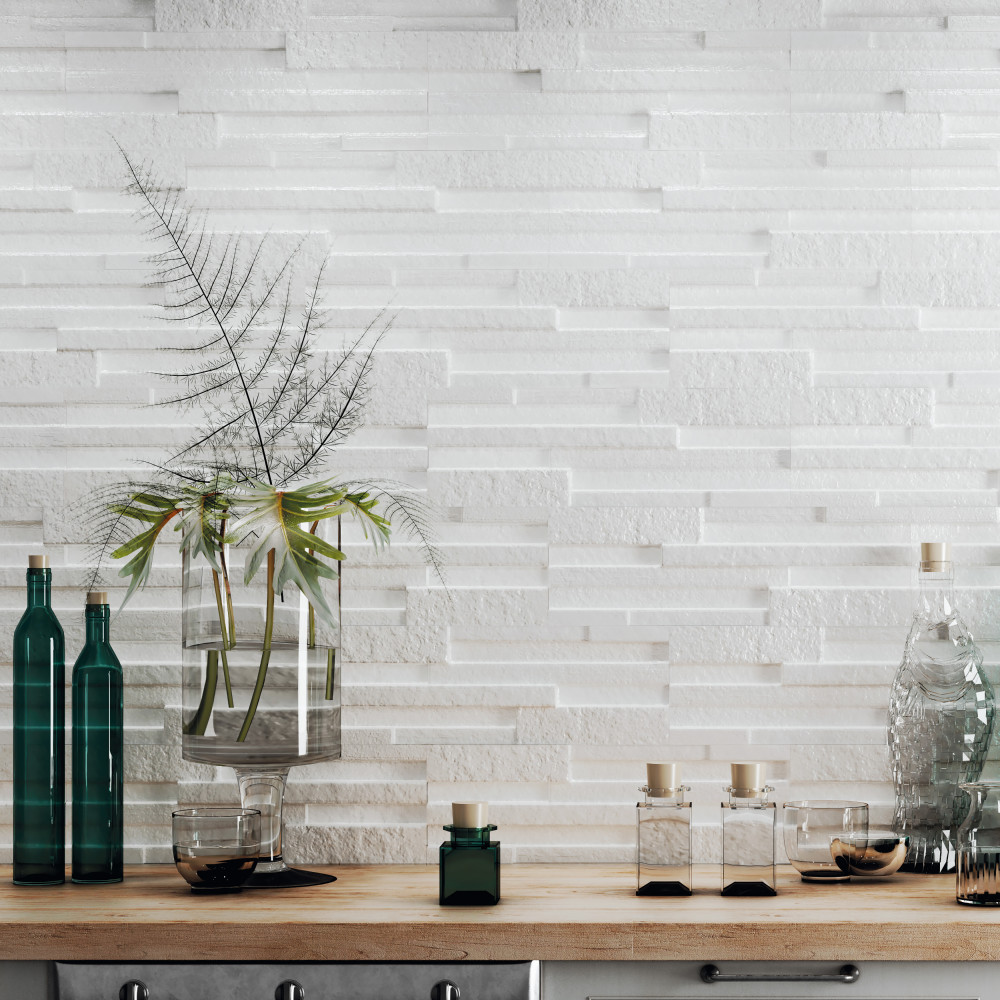 Tikal White 6-1/2 in. x 20-3/8 in. Ceramic Wall Tile | Merola Tile
