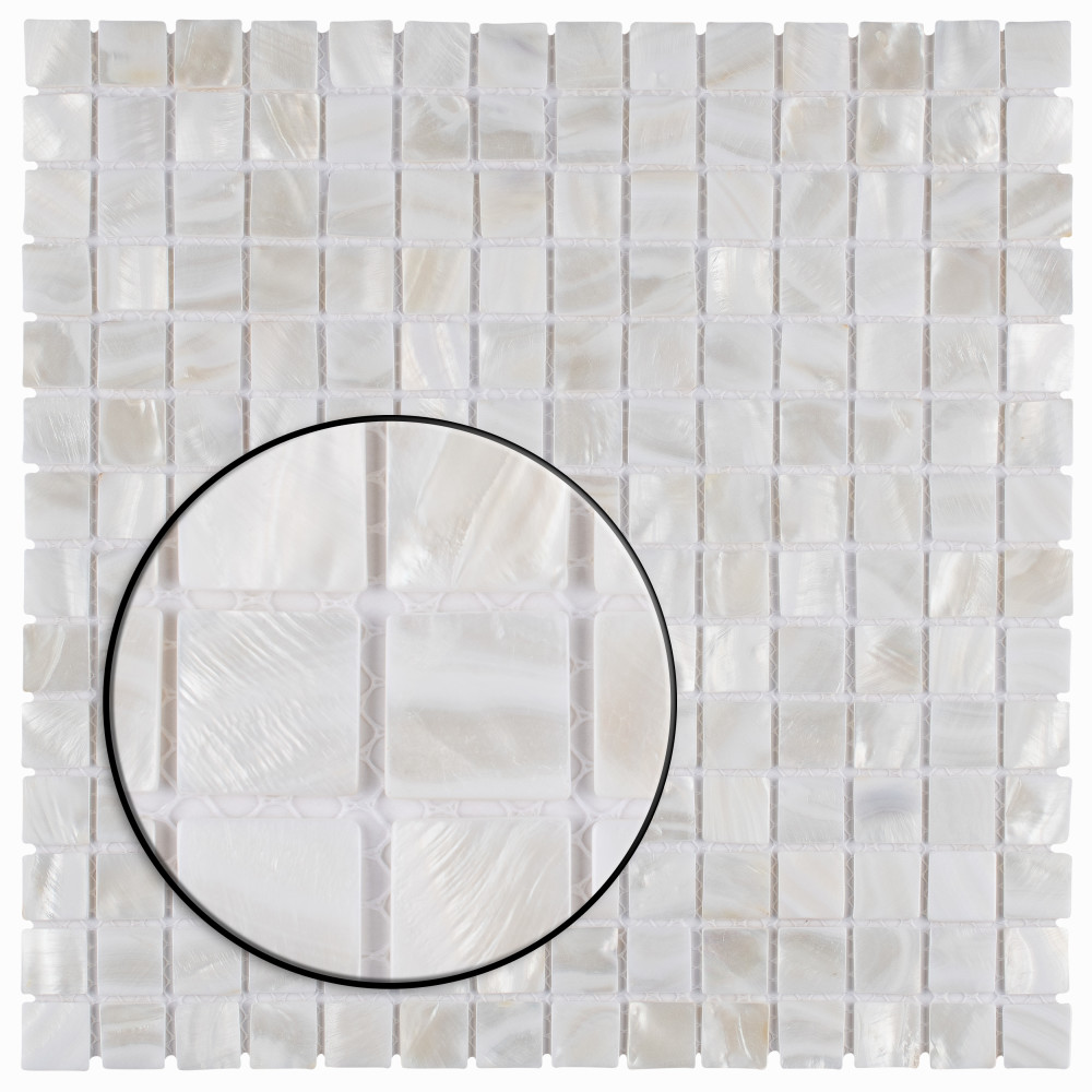 Conchella Square White 12 in. x 12 in. Natural Shell Mosaic Tile ...