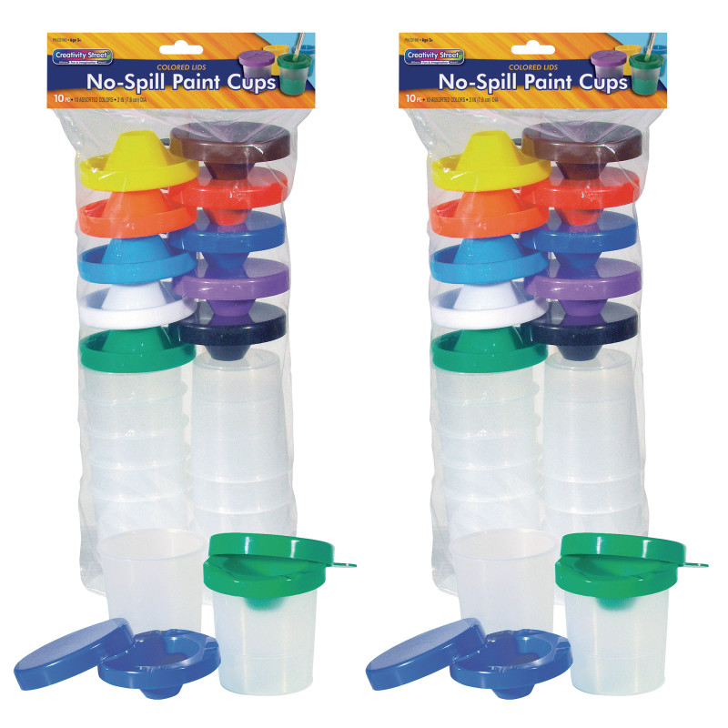 Creativity Street® No-Spill Round Paint Cups with Colored Lids, 3" Dia ...