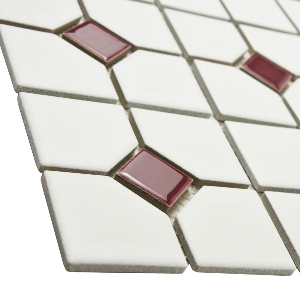 Oxford Matte White w/ Maroon Dot 11-3/8 in. x 11-3/8 in. Porcelain ...