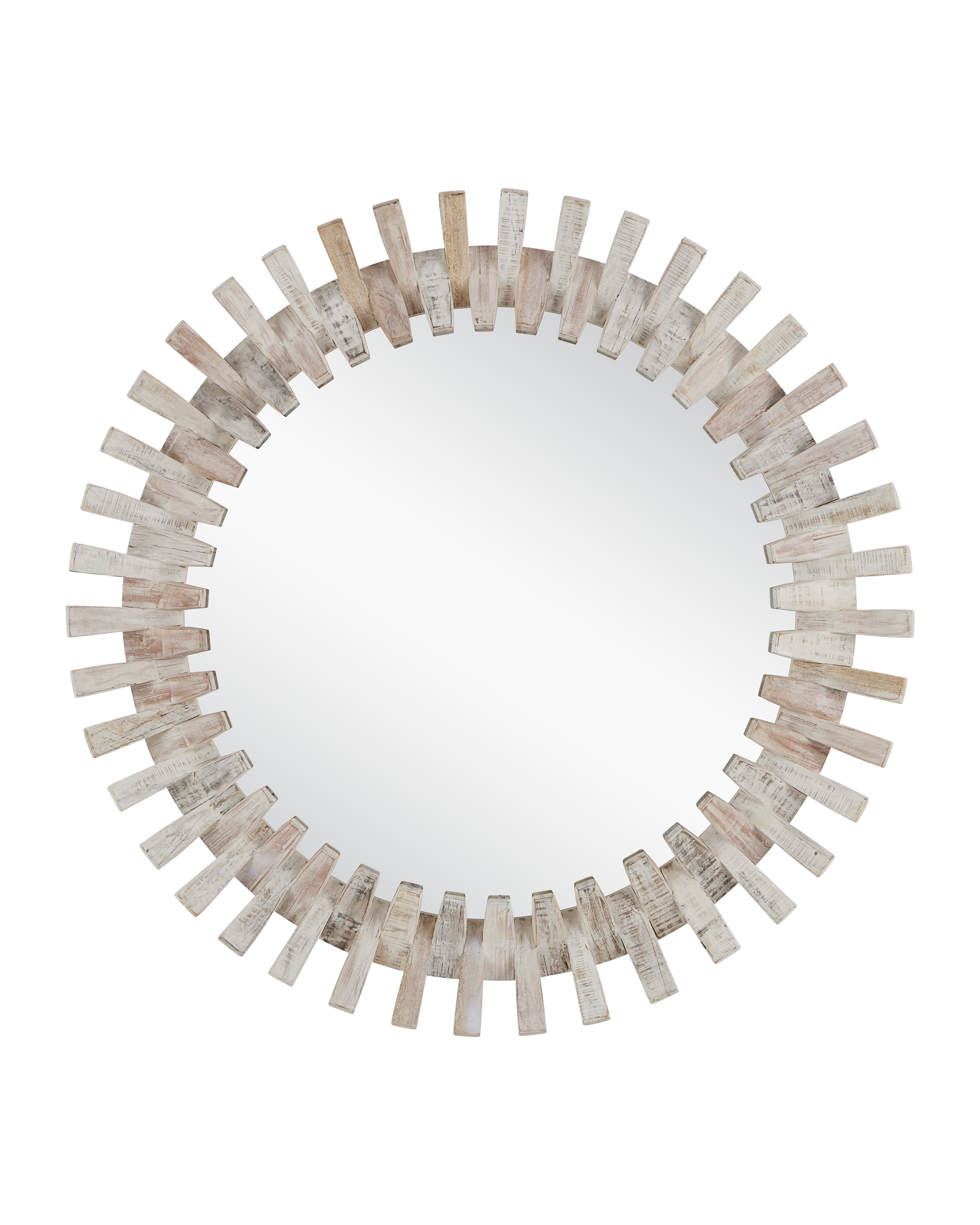 Diza Round Whitewash Mirror