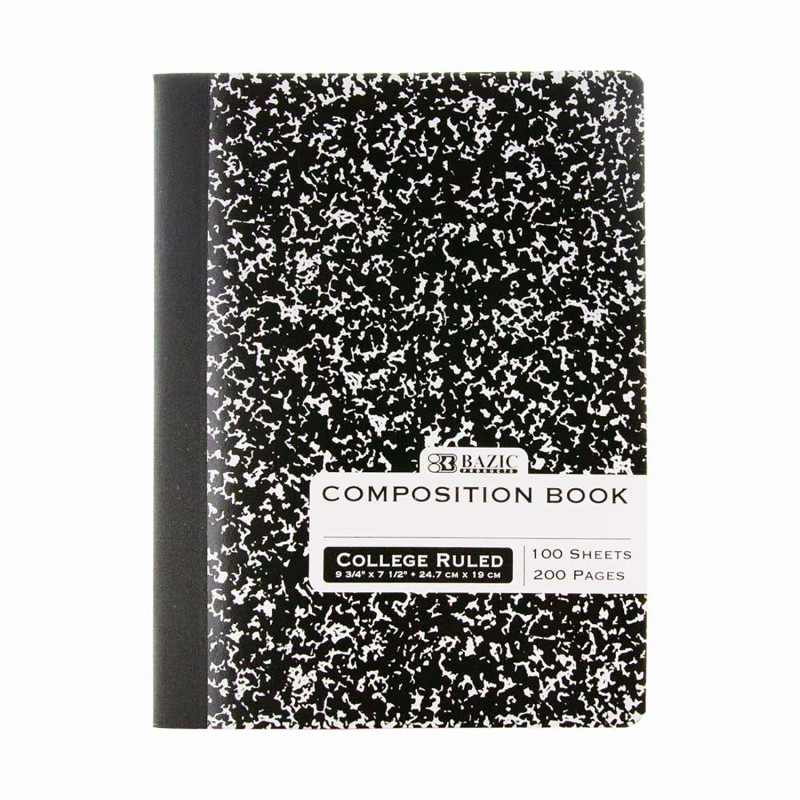 BAZIC Products® Composition Book, College Ruled, Black Marble, 100 ...