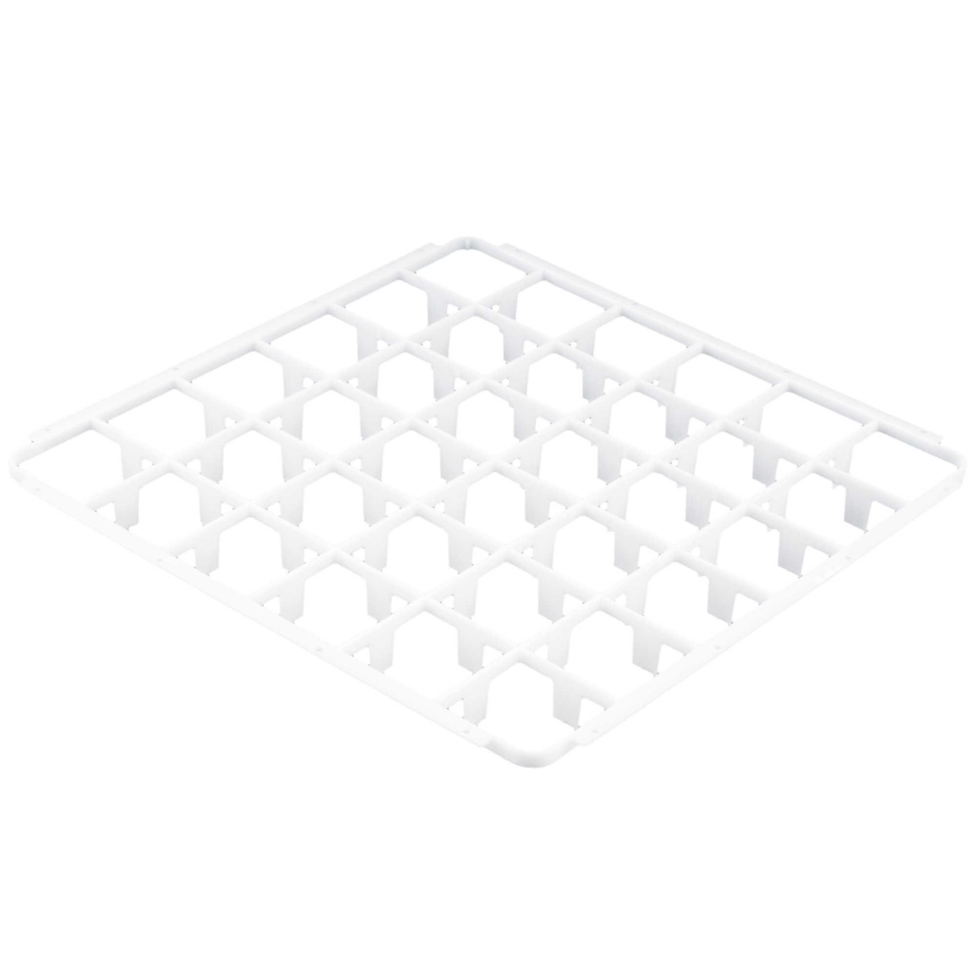Signature full-size 36-compartment glass rack trim divider in white