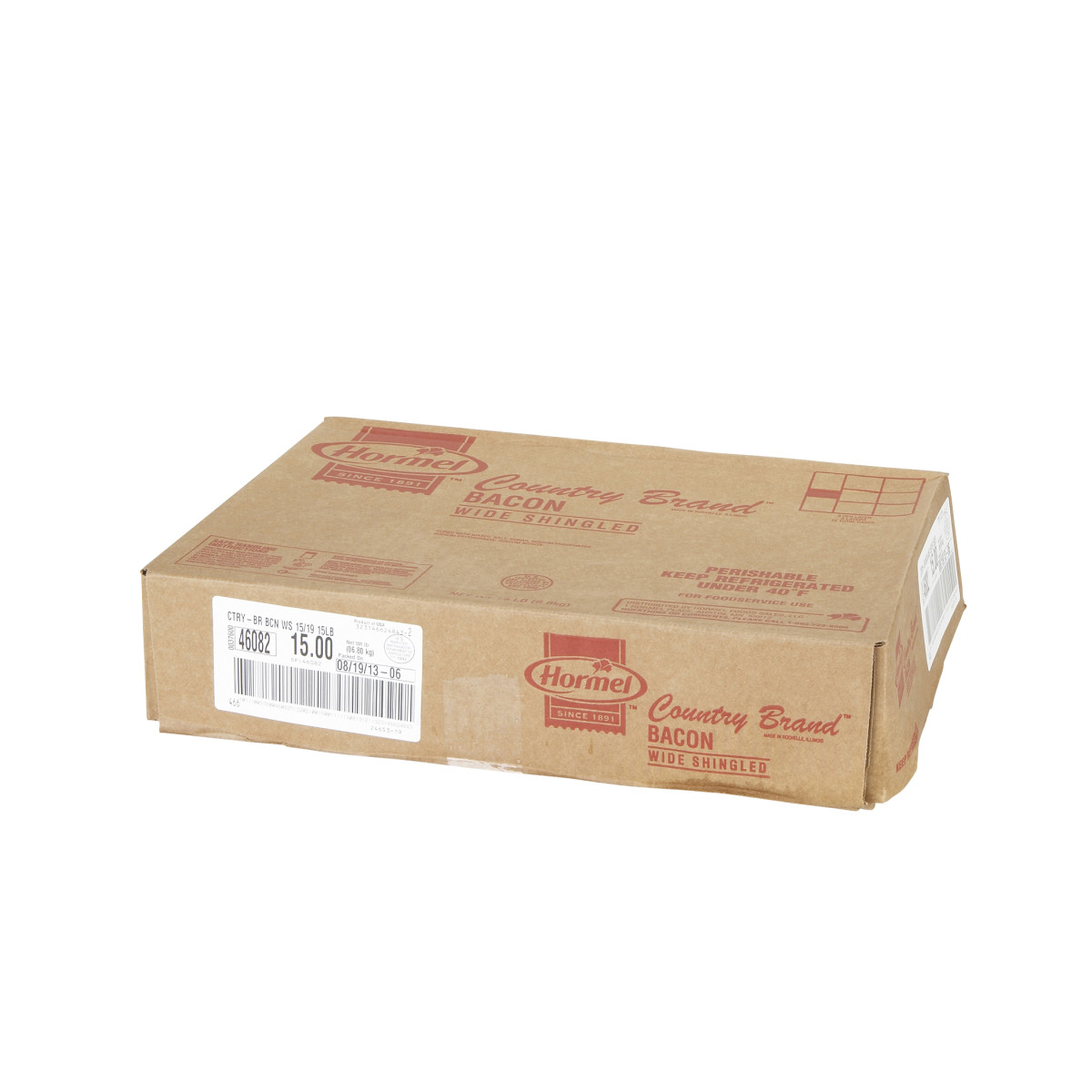 COUNTRY BRAND™ Bacon, Wide Shingle, 15/19 slice, 15 lb • Hormel Product ...