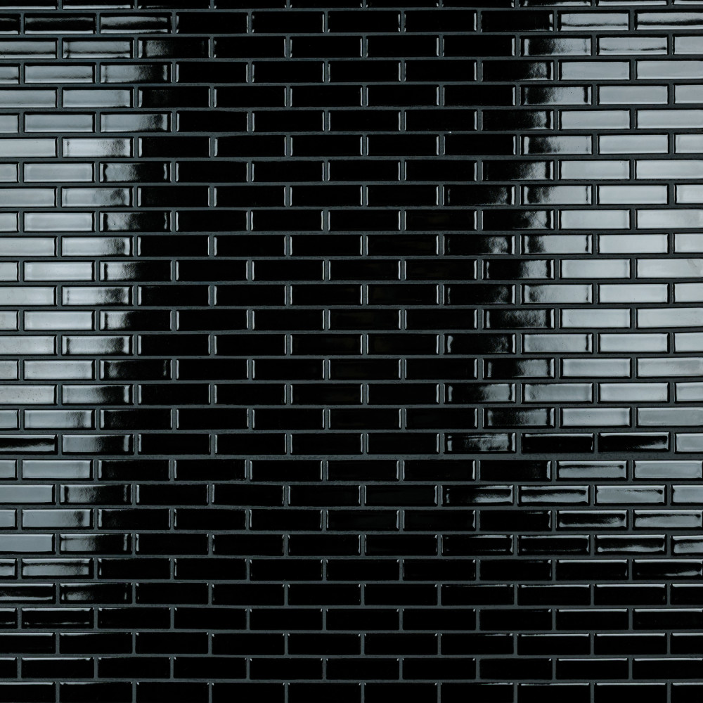 Metro Brick Subway Glossy Black 11-1/2 in. x 11-3/4 in. Porcelain ...