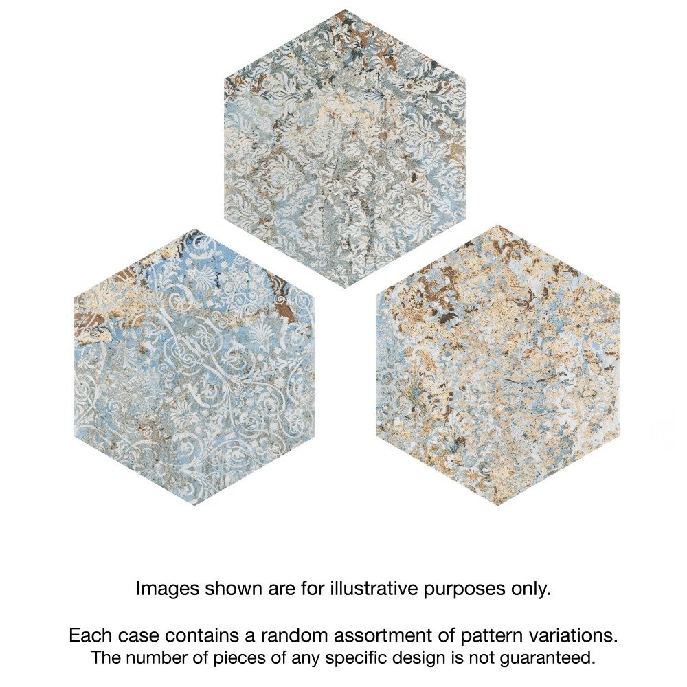 Carpet Hex Tapestry Natural 9-7/8 in. x 11-1/4 in. Porcelain Floor and ...