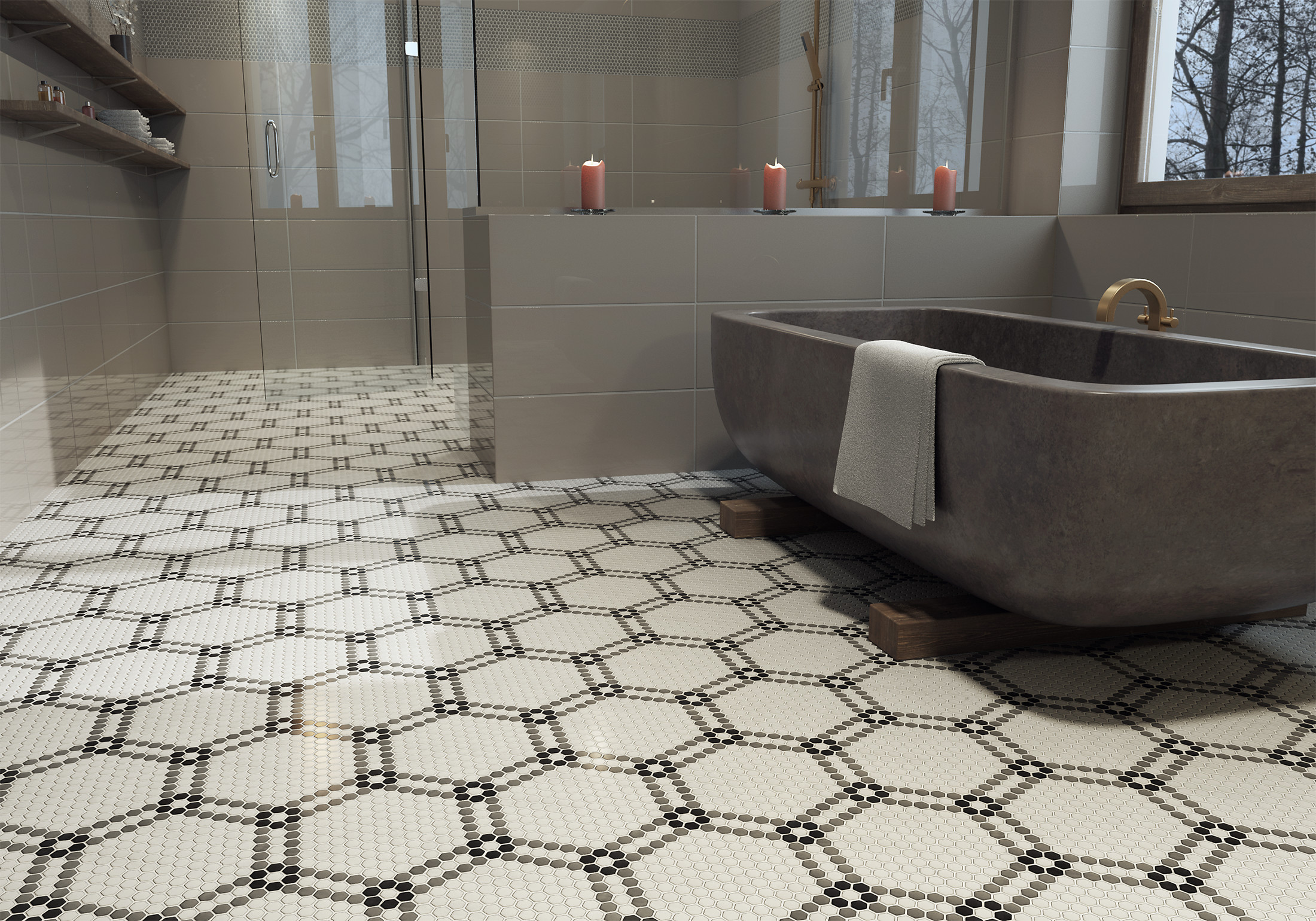 Cafe White Matte, Powder Blue Matte, And Deep Blue Matte 9x11 Rhomboid ...