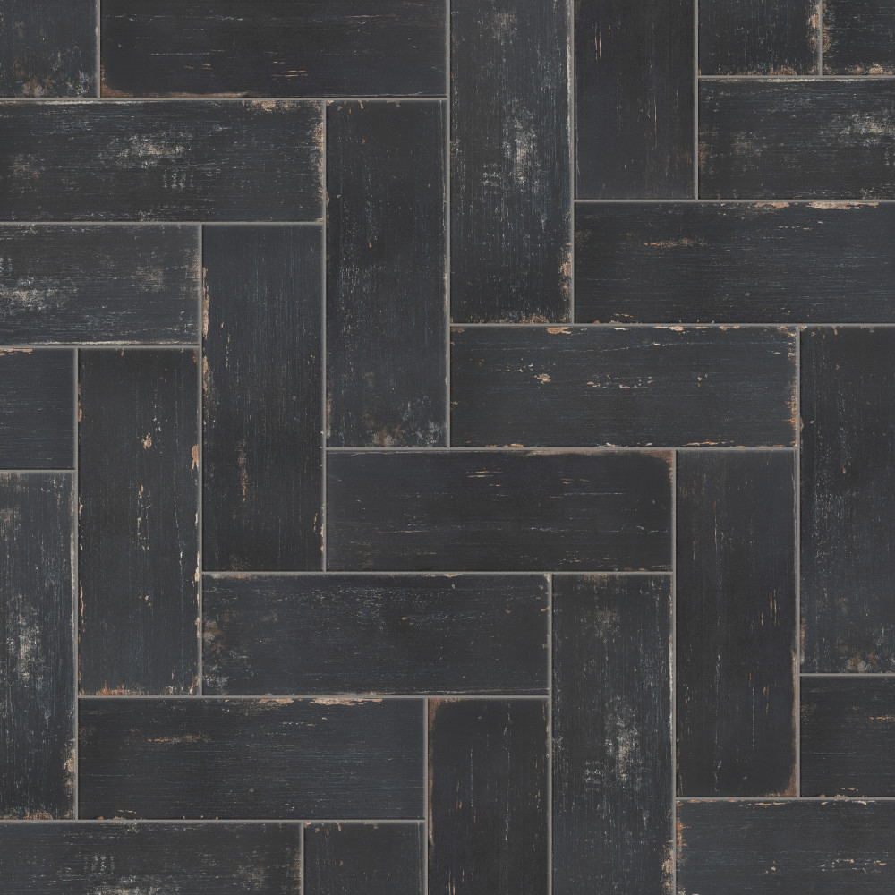 Retro Nero 8-1/4 in. x 23-1/2 in. Porcelain Floor and Wall Tile ...