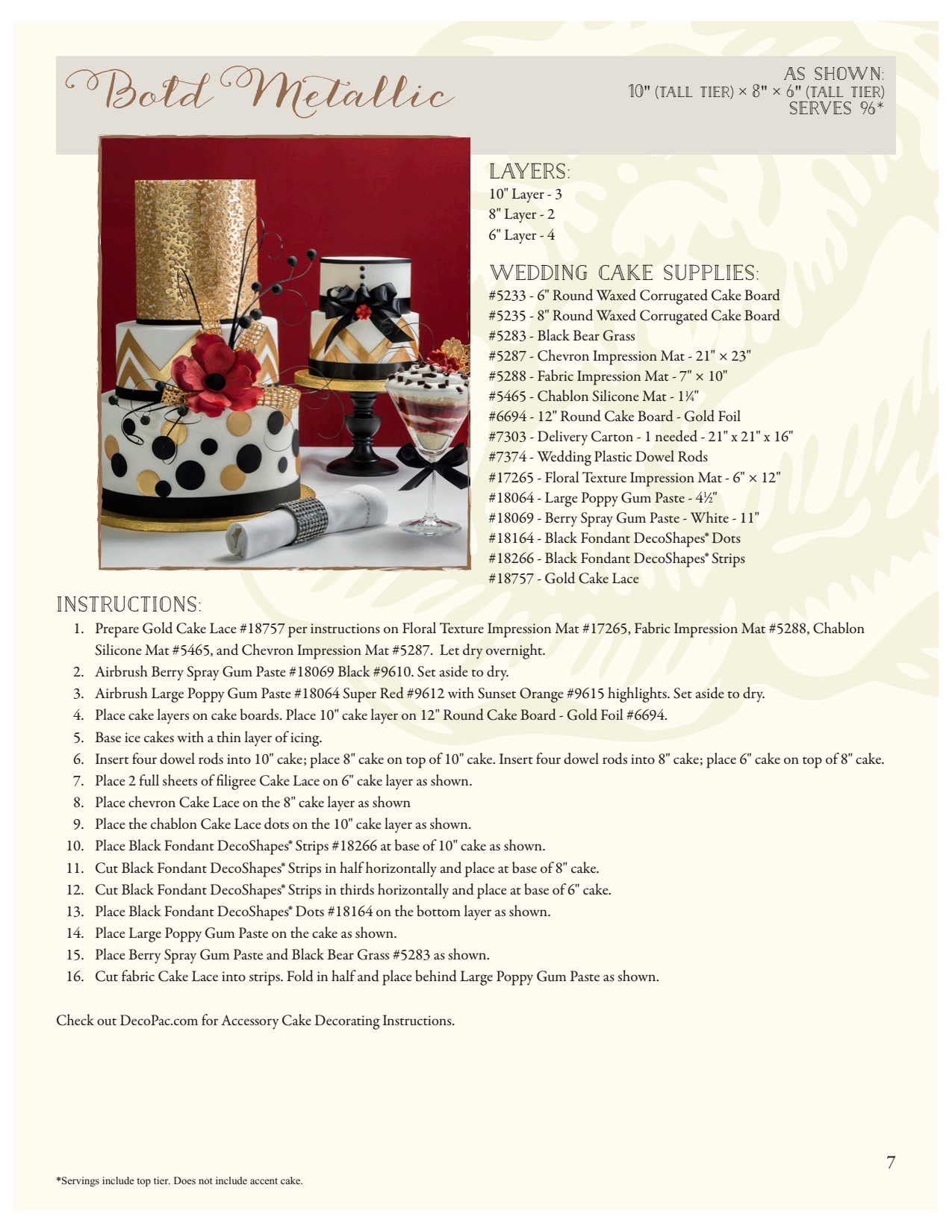 Bold Metallic Stacked Wedding Cake Decorating Instructions | DecoPac