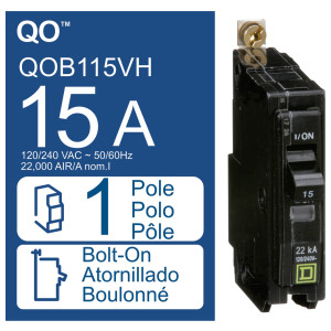 Square D (Schneider Electric) QOB115VH QOB Miniature Circuit Breaker ...