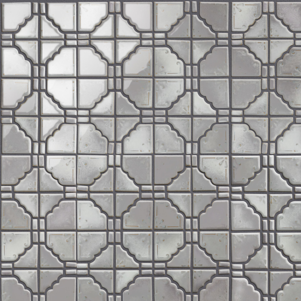 Hudson Moonbeam Grey Eye 11-7/8 in. x 11-7/8 in. Porcelain Mosaic Tile ...