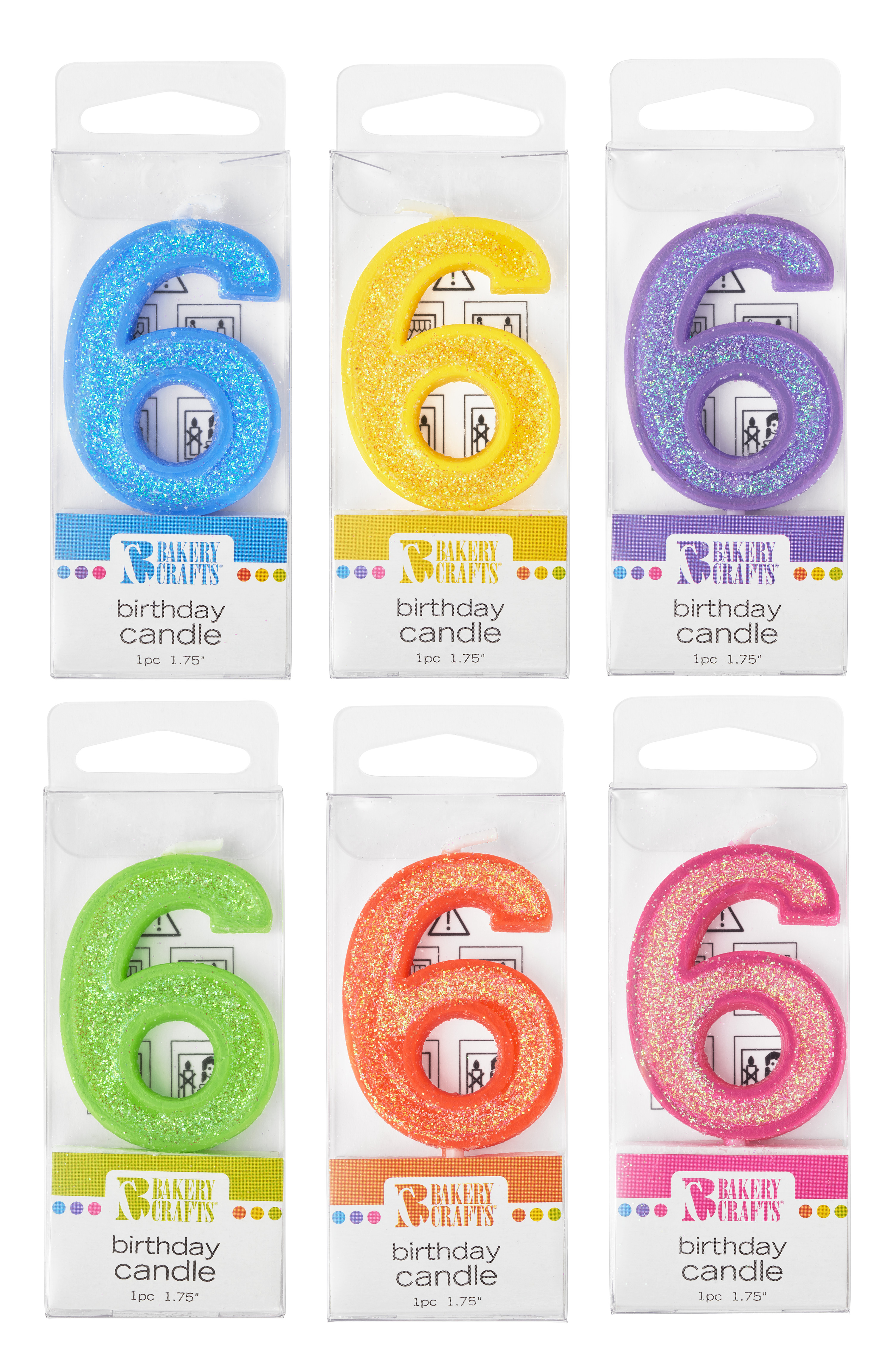 6 Mini Glitter | Numeral Candles | DecoPac