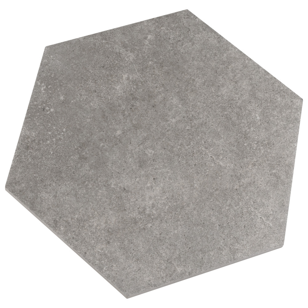 Traffic Hex Grey 8-5/8 in. x 9-7/8 in. Porcelain Floor and Wall Tile ...