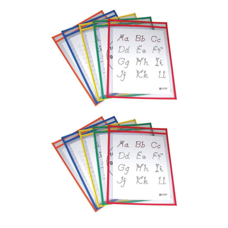 C-Line® Reusable Dry Erase Pockets, Primary Colors, 9" x 12", 5 Per ...