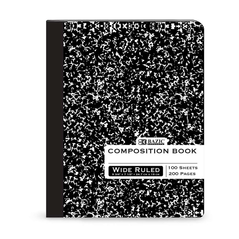 BAZIC Products® Composition Book, Wide Ruled, Black Marble, 100 Sheets ...