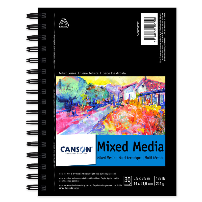 Canson Artist Series Mixed Media Pad, Side Wire Binding, 30