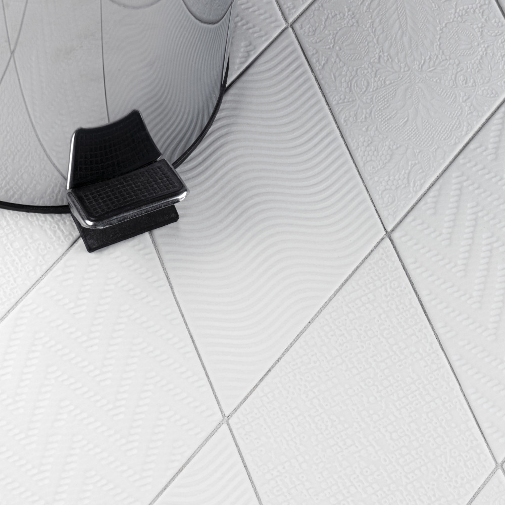 Rhombus White 5-1/2 in. x 9-1/2 in. Porcelain Floor and Wall Tile ...