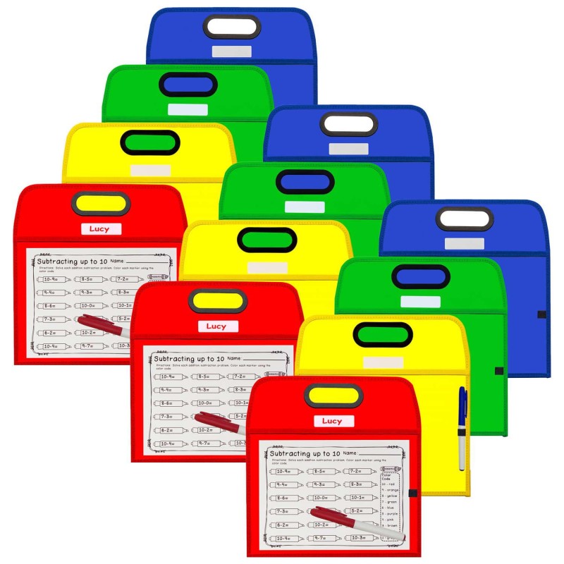 C-Line® Portable Dry Erase Pockets - Study Aid, Assorted Primary Colors ...